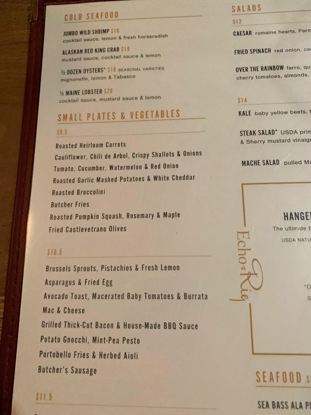 Carta del pub y bar Echo & Rig, Sacramento, 500 NW J St Suite 150