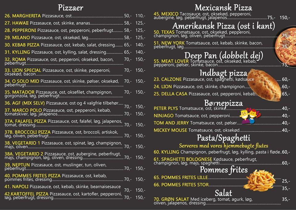 Menu at Lion Sandwich & Shawarma Bar, Aarhus