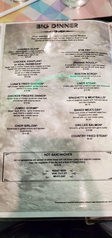 Menu at Luna's Family Restaurant, Northfield