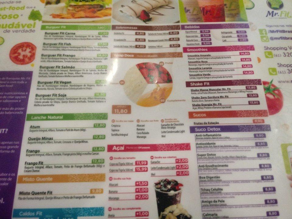 Menu at Mr. Fit Fast Food Saudável, Brasília