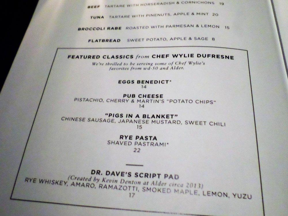 Menu at The NoMad Bar, New York City, 10 W 28th St