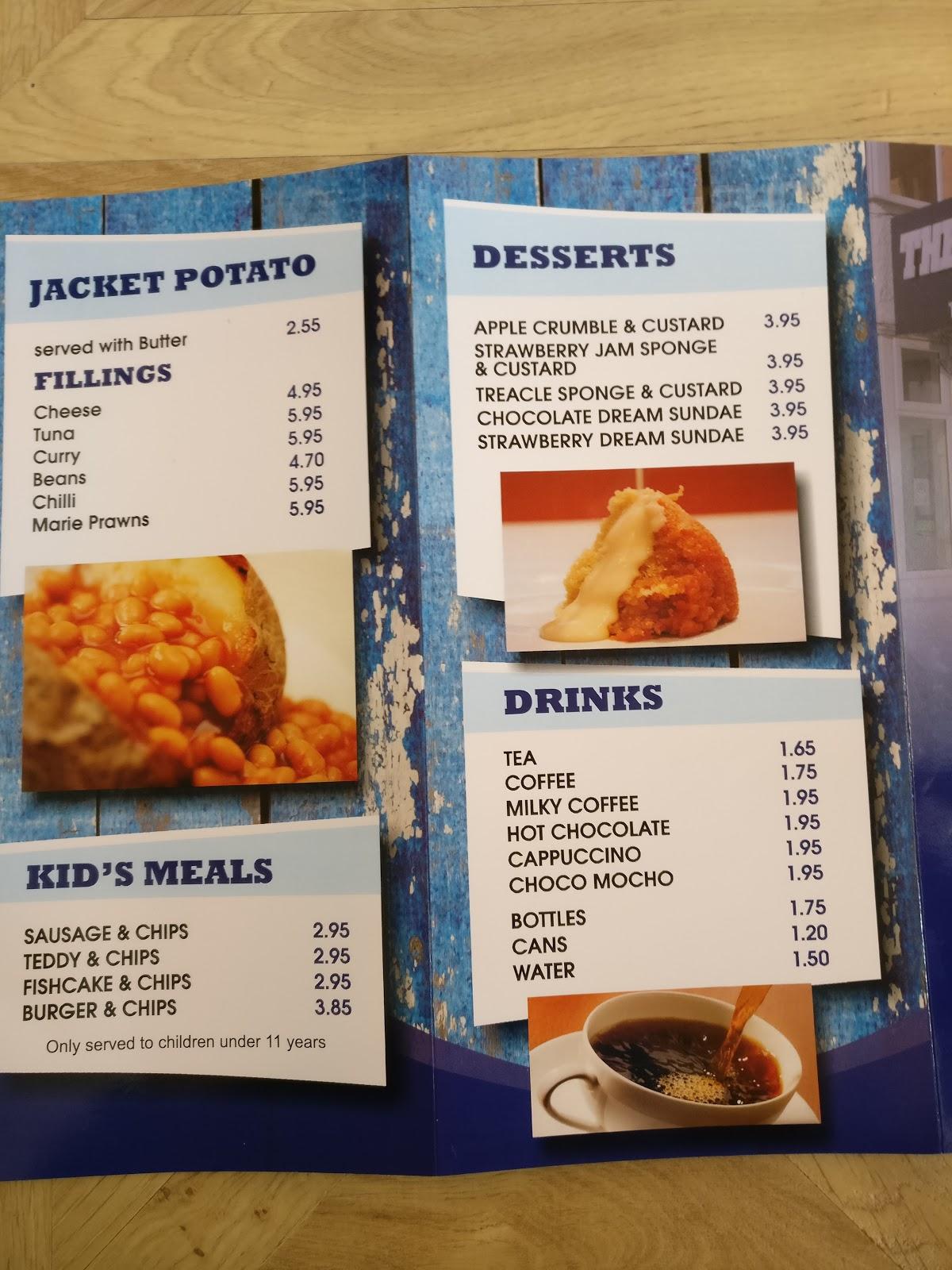 Menu at Blue Fin Fish Bar, Skegness