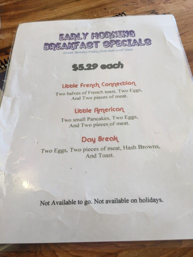 Menu at Mr. Perry's Diner cafe, Sacramento