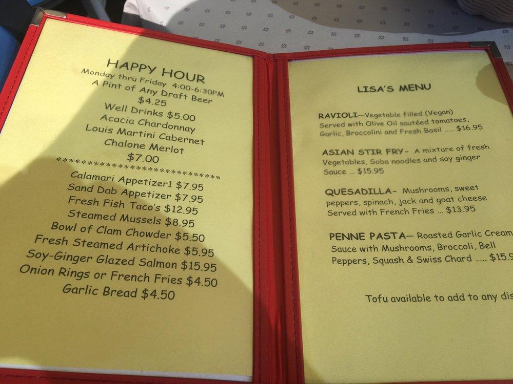 Menu at Sandbar & Grill, Monterey