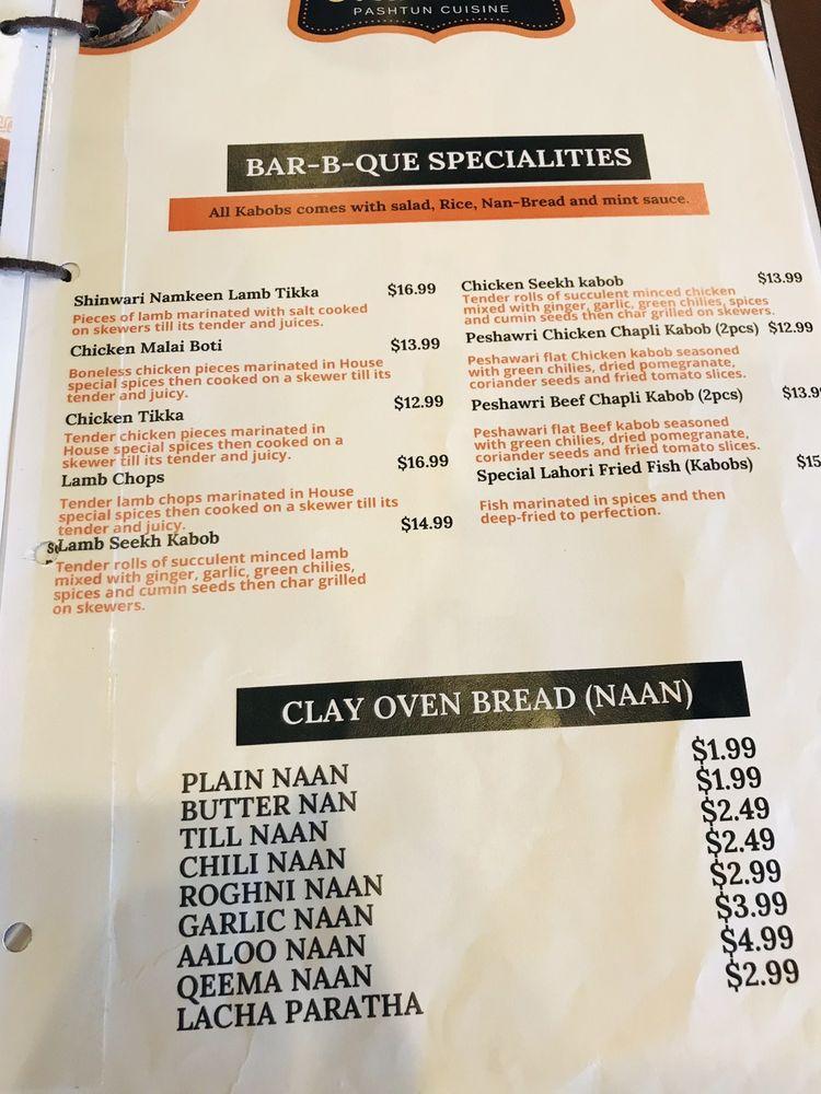 Menu at Spice Village restaurant, Herndon