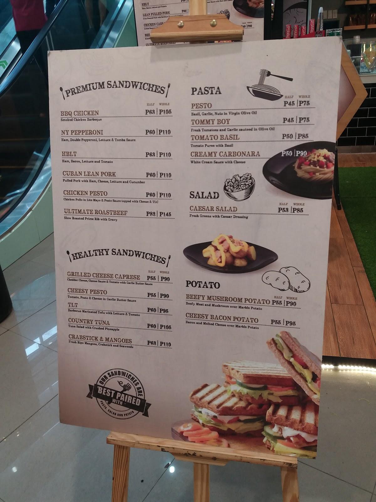 Menu at The Sandwich Guy, Dasmariñas