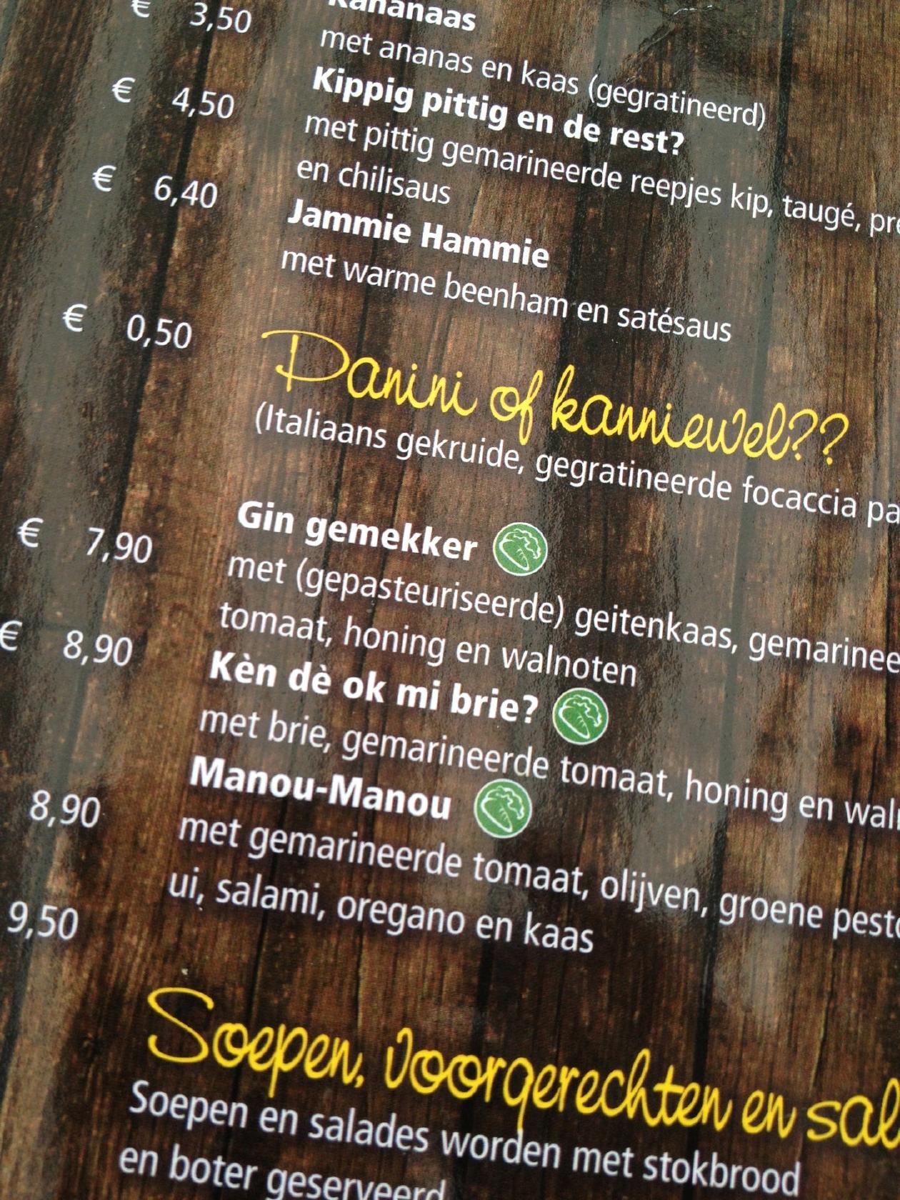 Menu at Brasserie Ludiek, Veldhoven