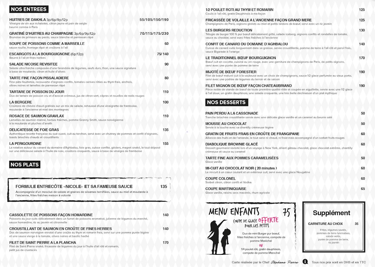 Menu at Brasserie Nicole pub & bar, Casablanca, 46 Av. Hassan Souktani