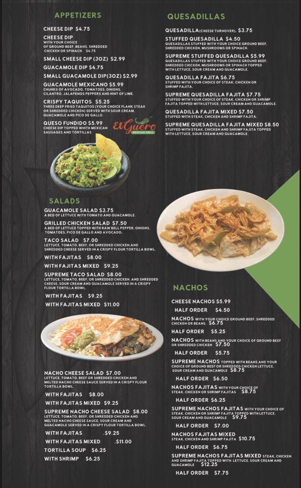 Menu at El Guero Mexican Grill restaurant, Lilburn