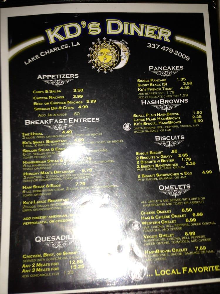 Menu at KD's Diner restaurant, Lake Charles