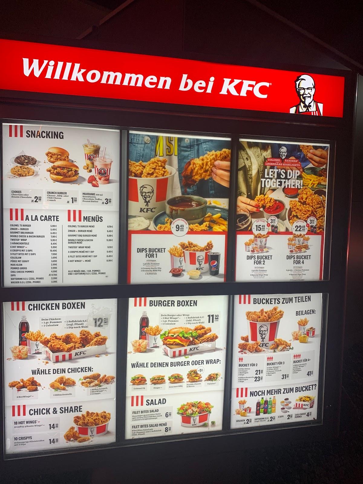 Menu at Kentucky Fried Chicken fast food, Pforzheim