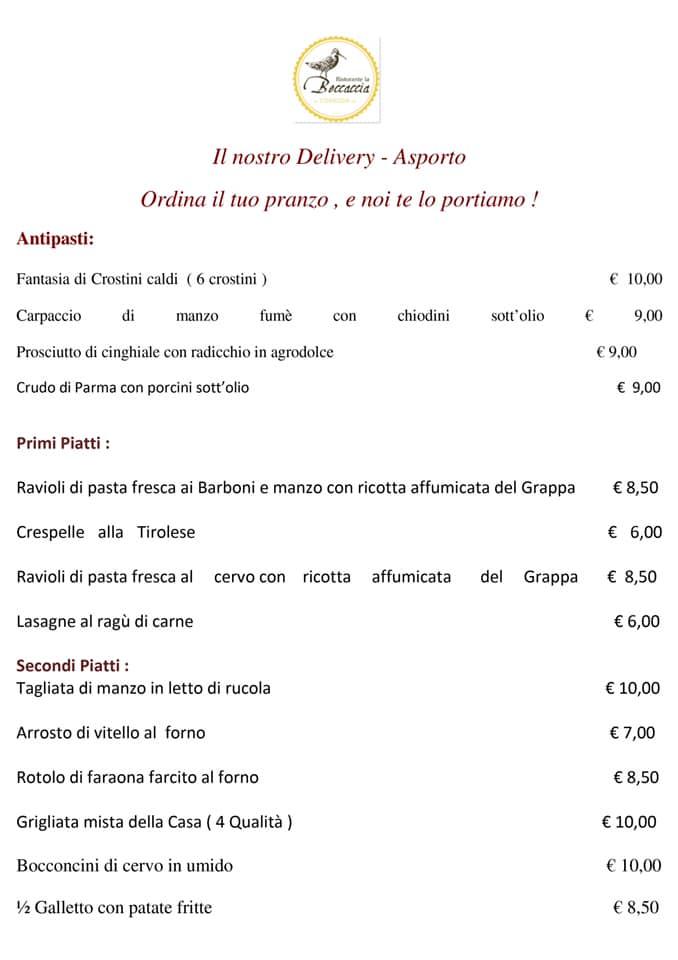 Menu da Ristorante Trattoria La Beccaccia, Cornuda