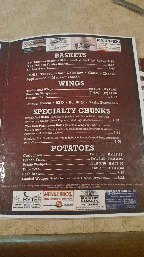Carta de Rustic Cafe, Delphos