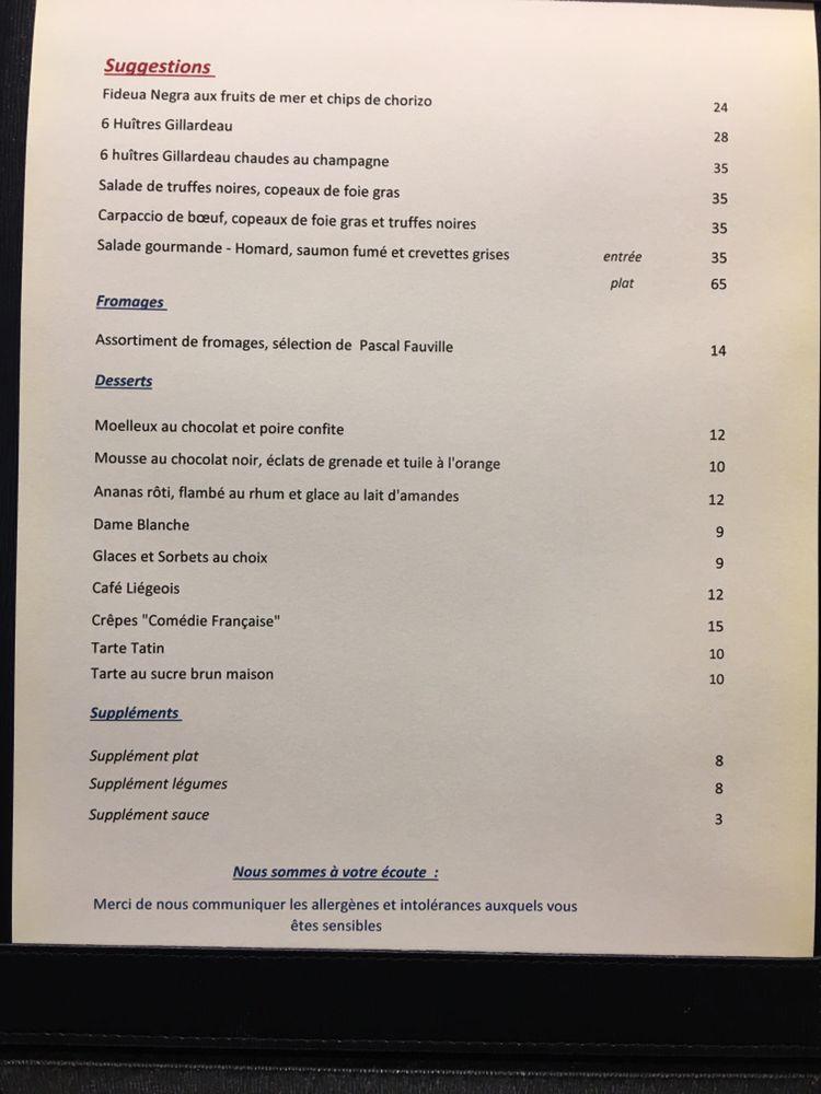 Menu au La Table du Tribeca, Gerpinnes