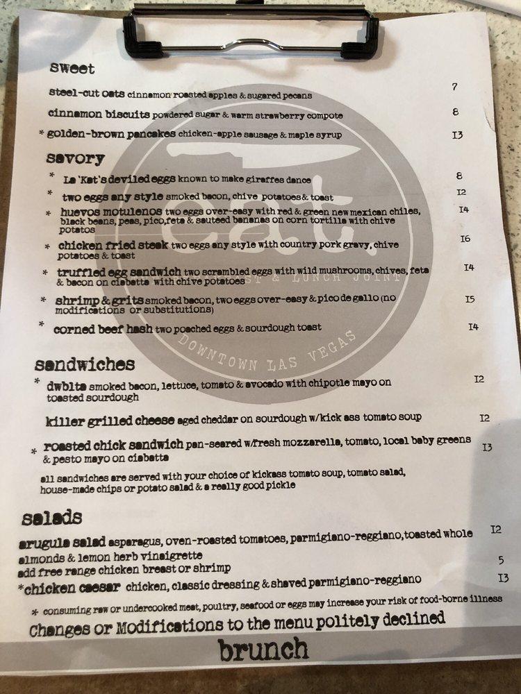 Menu at eat. restaurant, Las Vegas