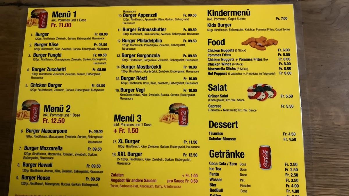 Menu da Burger House, Wattwil
