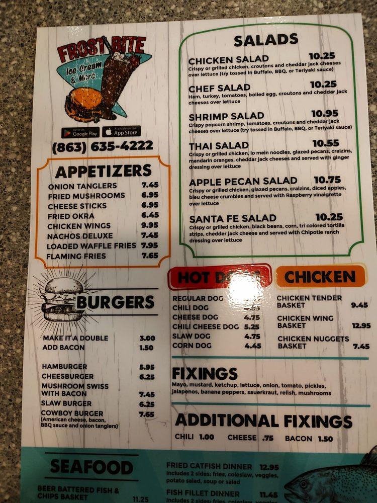 Menu at Frostbite Ice Cream & More restaurant, Frostproof