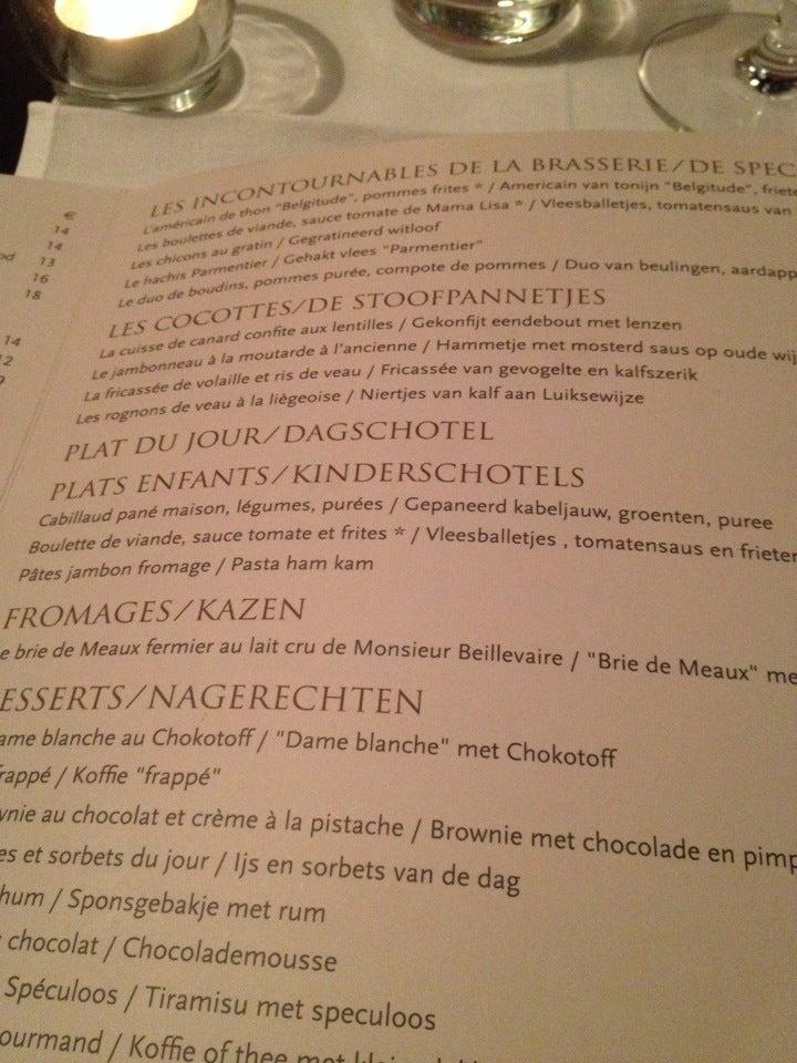 Menu au Brasserie des Étangs Mellaerts, Woluwe-Saint-Pierre