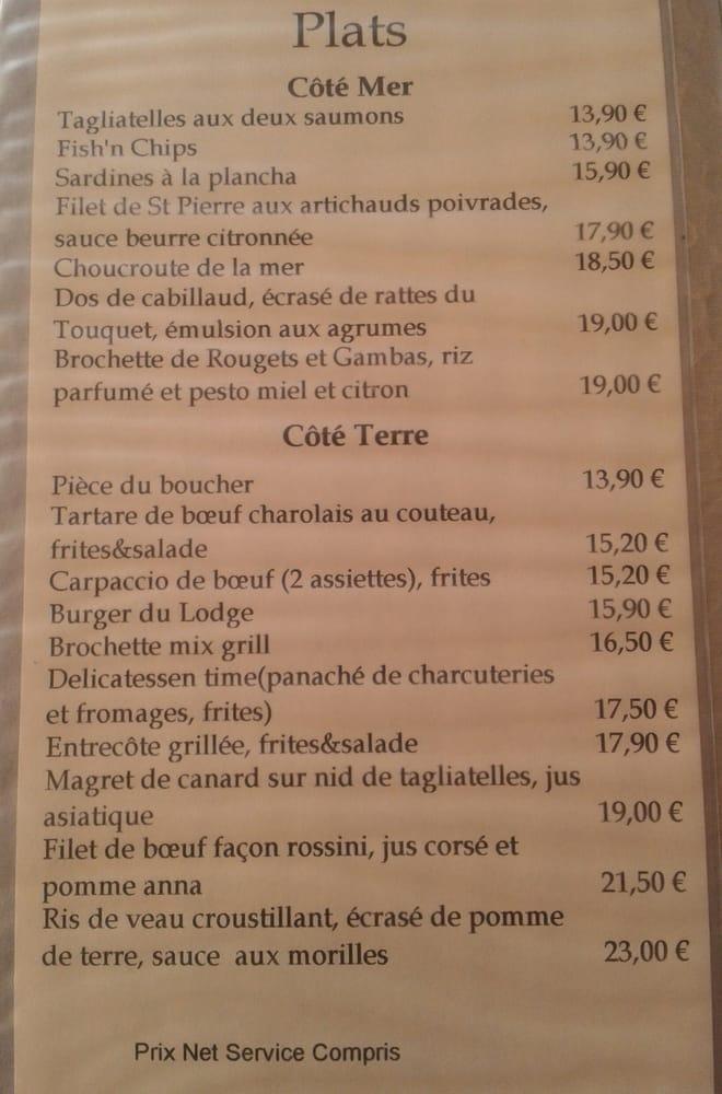 Menu au Restaurant Le Lodge, Merville-Franceville-Plage