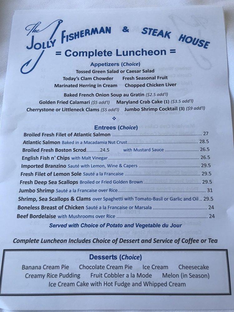 Menu at The Jolly Fisherman & Steak House steakhouse, Roslyn