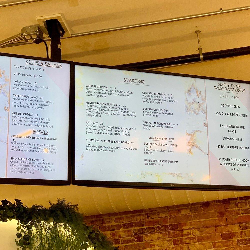 Menu at Three Birds Cafe, Winter Garden