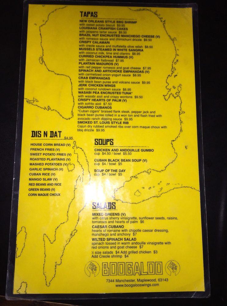 Menu at Boogaloo pub & bar, Maplewood