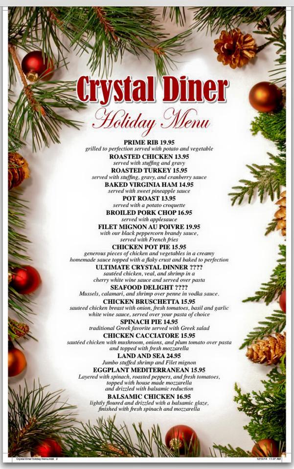 Menu at Crystal Diner restaurant, Toms River, 2 Route 37 E