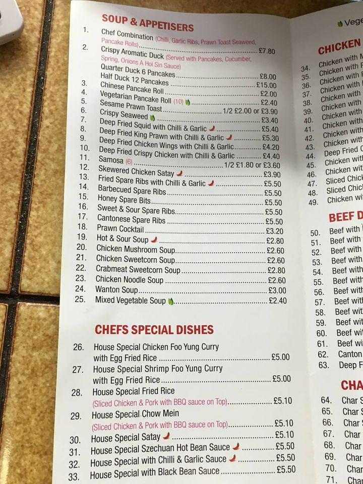 Menu at Fu Lin fast food, Buckfastleigh