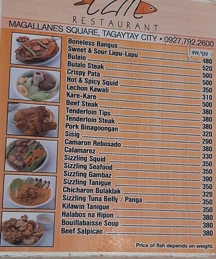 Menu at Lzm Restaurant, Cavite City, Bypass Road San Vicente II Silang ...