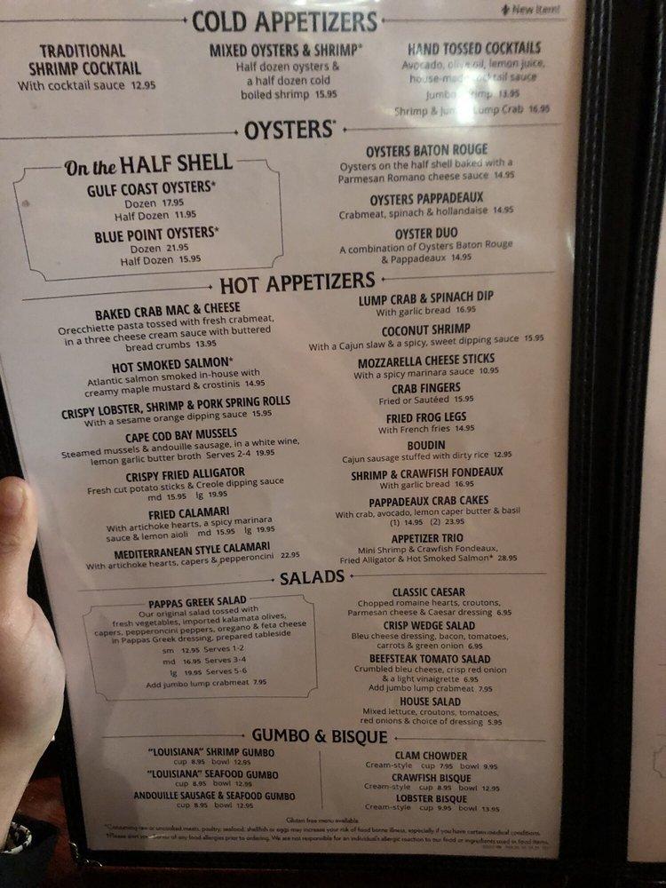 Menu at Pappadeaux Seafood Kitchen restaurant, Greenwood Village, E ...