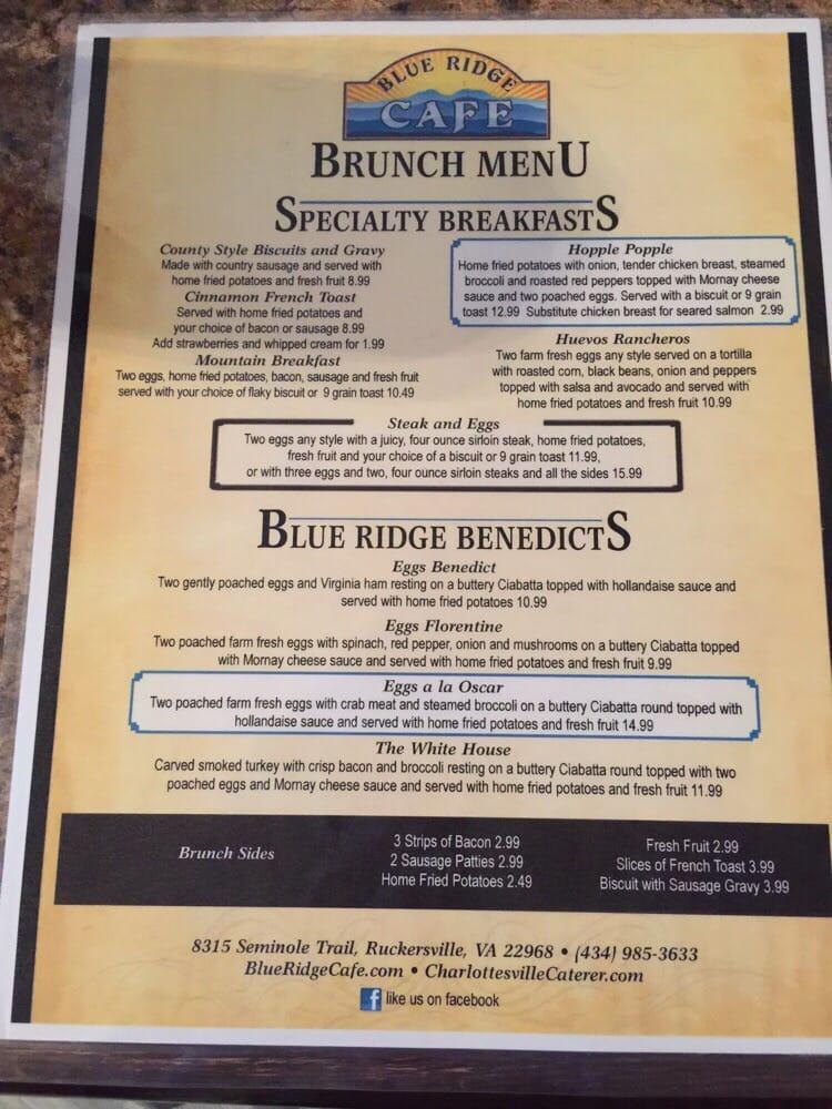 Menu at Blue Ridge Cafe & Catering, Ruckersville