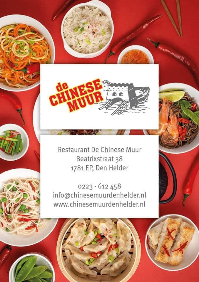 Speisekarte von De Chinese Muur, Den Helder, Beatrixstraat 38