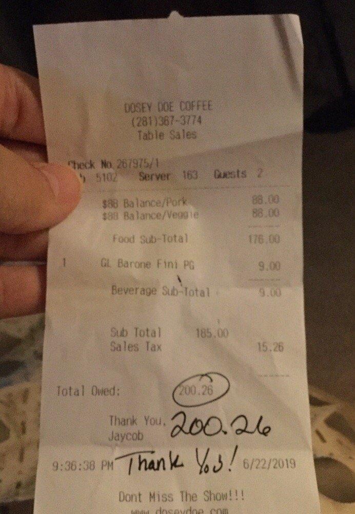 Menu at Dosey Doe - The Big Barn, Spring, Interstate 45 N