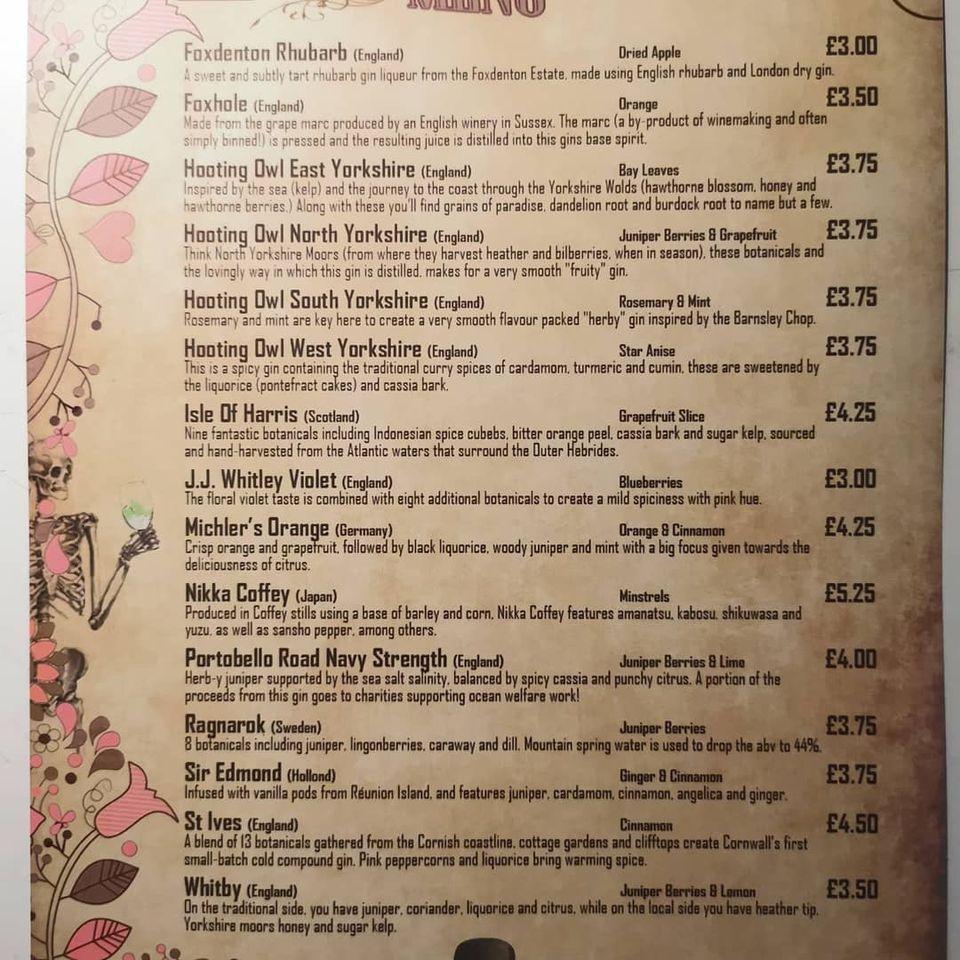 Menu at Evil Eye pub & bar, York