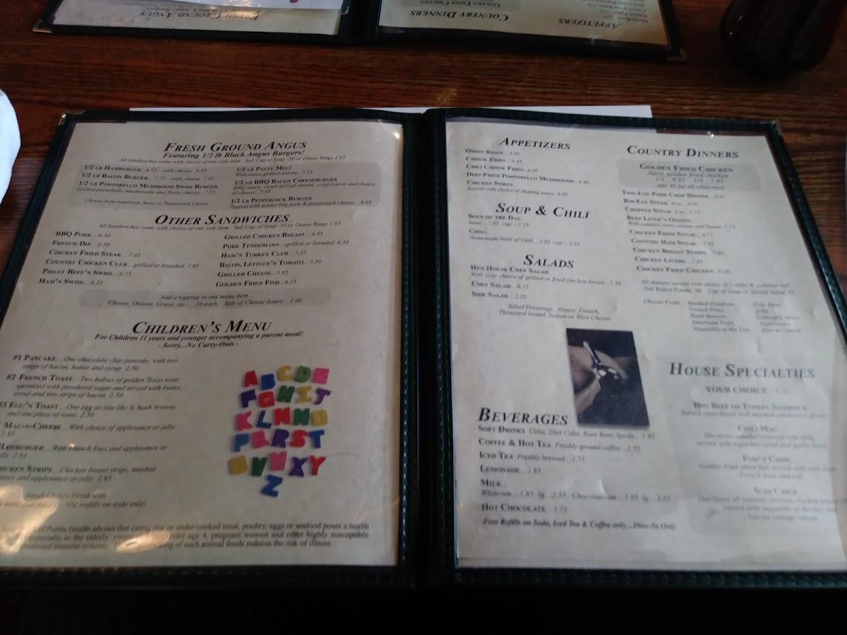 Menu at Hen House Restaurant, Pontoon Beach