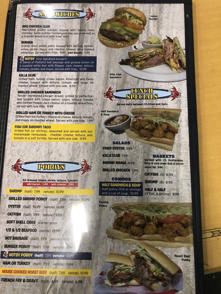 Menu at Lester's Seafood restaurant, Pearl River