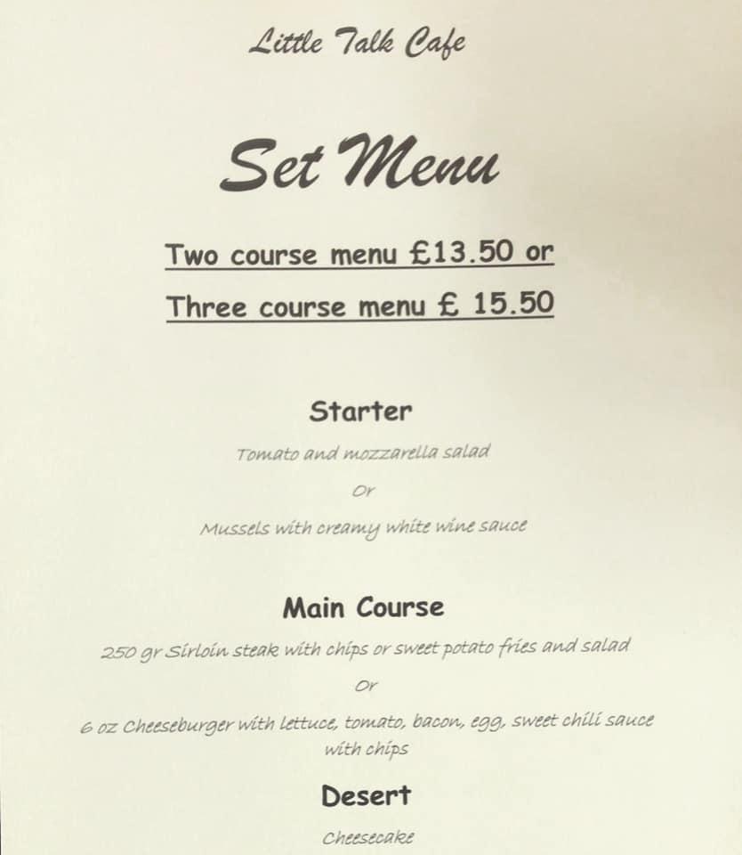 Menu at Little Talk Cafe, Southend-on-Sea, London Rd