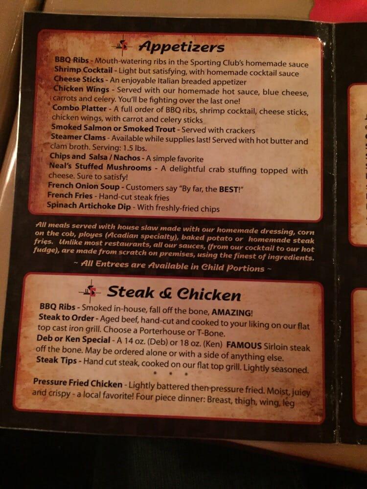 Menu at Long Lake Sporting Club, Sinclair, 48 Sinclair Rd #162
