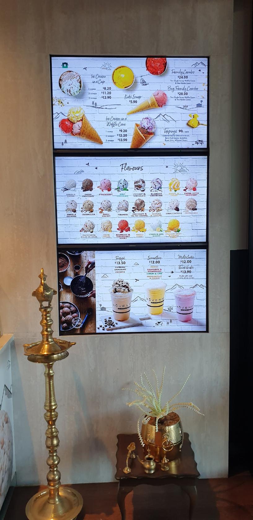 Menu at Movenpick cafe, Hamilton
