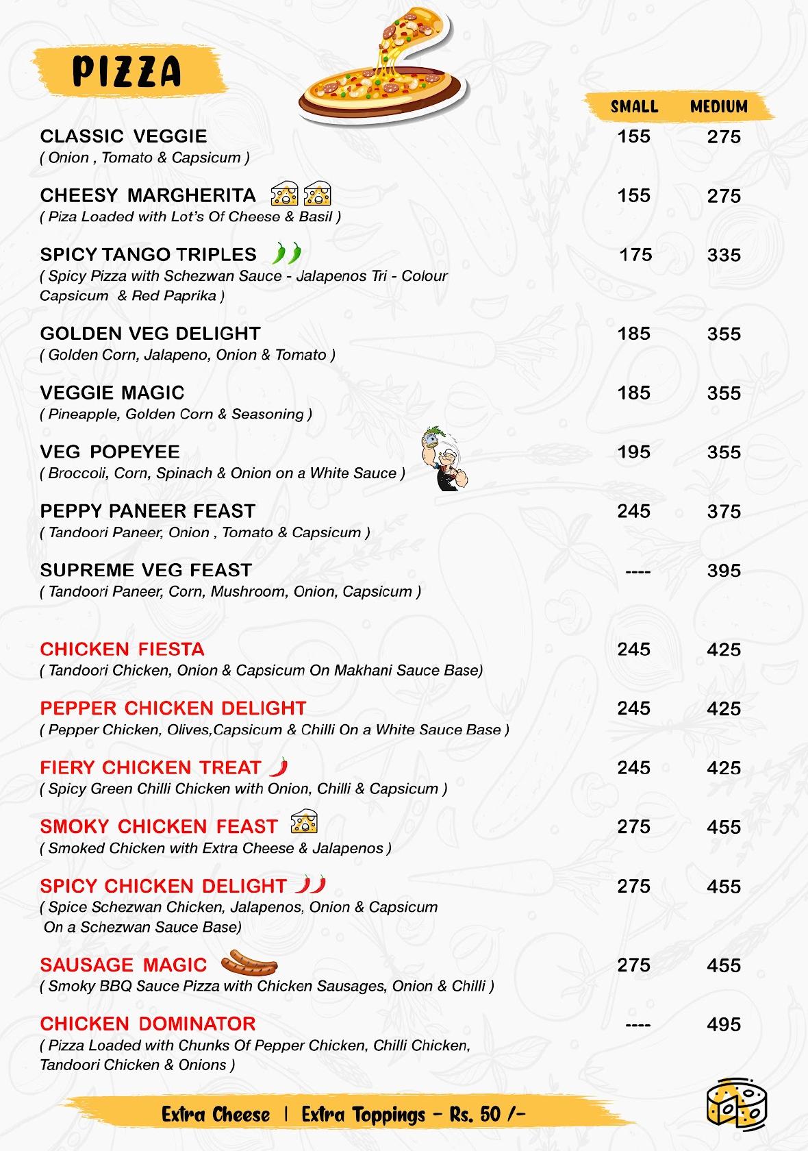 Menu at Say Cheese Cafe, Pollachi