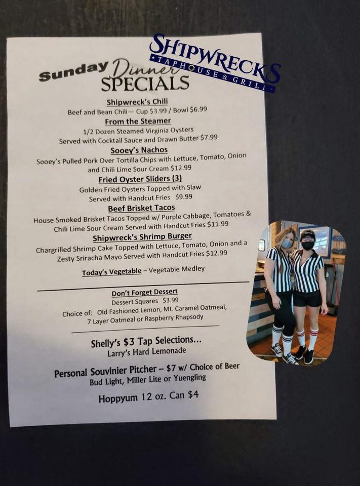 Menu at Shipwrecks Taphouse & Grill pub & bar, Kitty Hawk