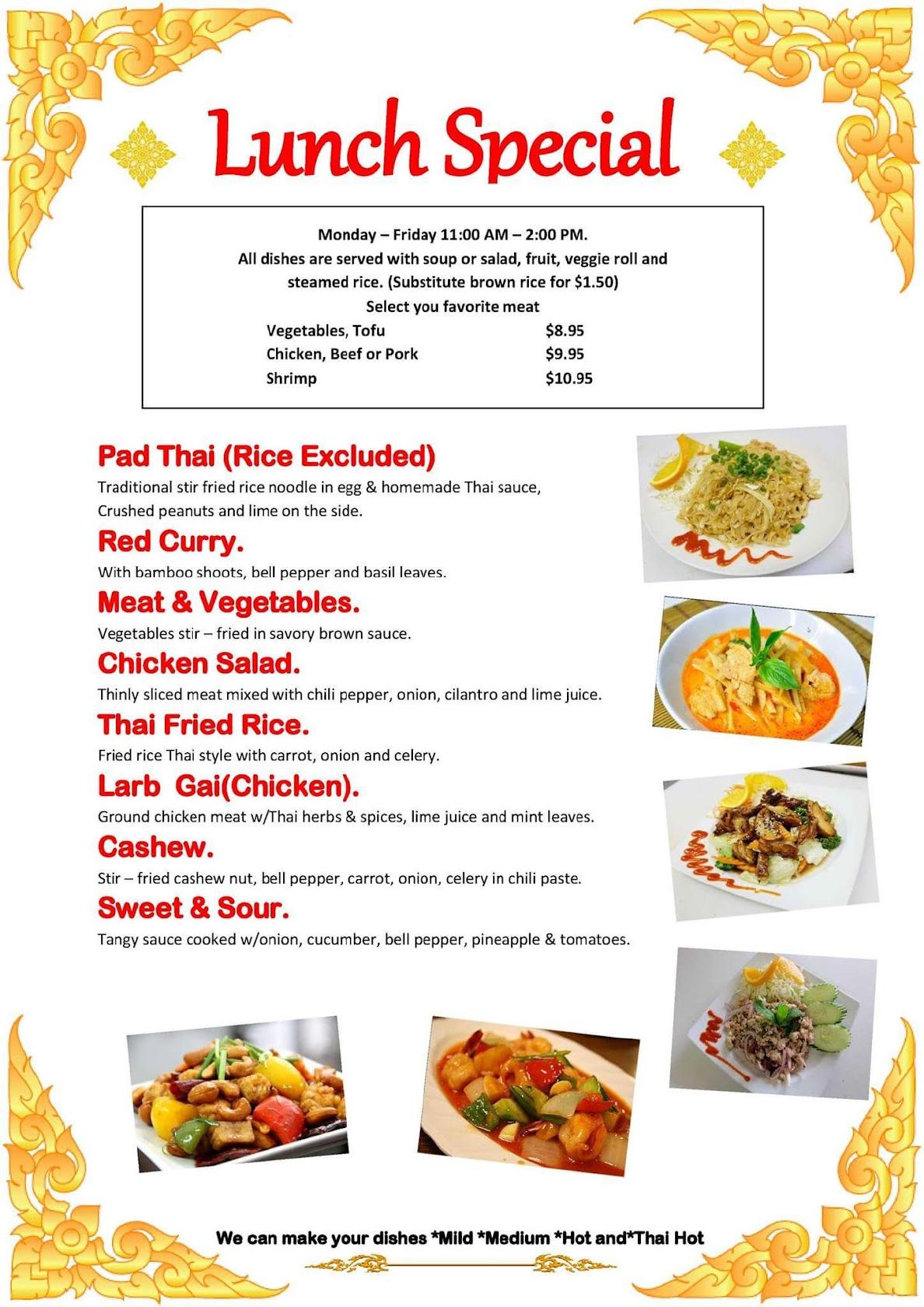 Menu at Thai 9 Cuisine restaurant, Miramar Beach