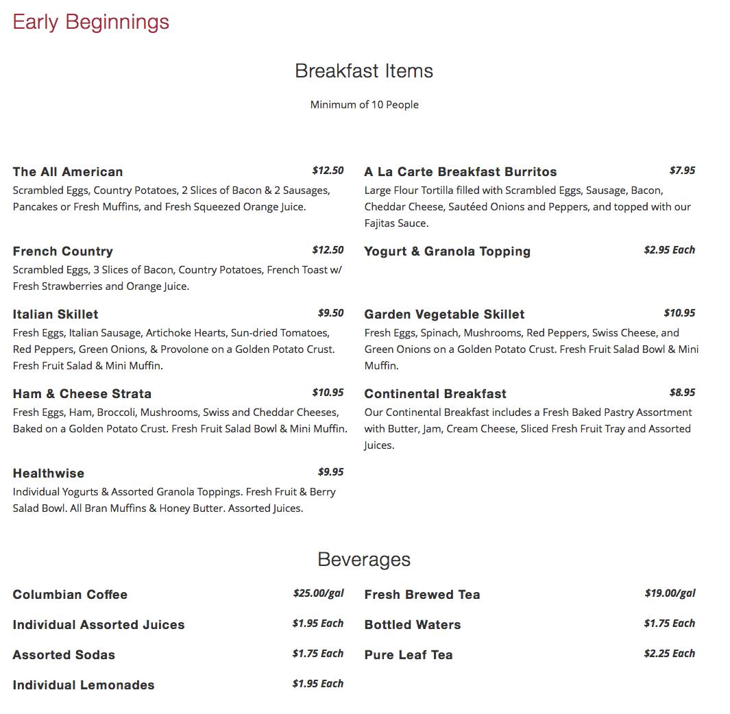 Menu at That Personal Touch Catering, Centennial