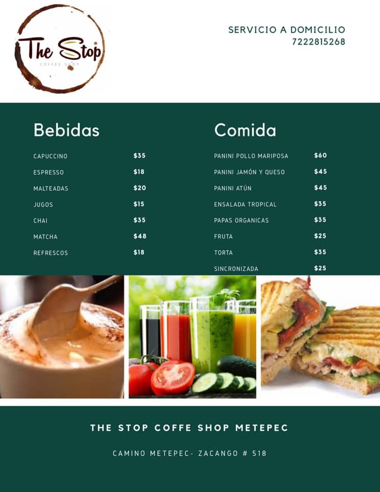 Menu at The Stop Coffee SHOP pub & bar, Metepec