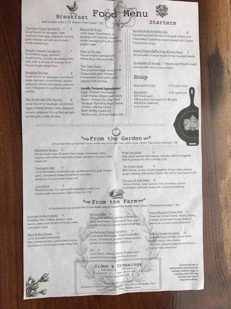 Menu at White Birch Food + Juice pub & bar, Abingdon, 170 E Main St
