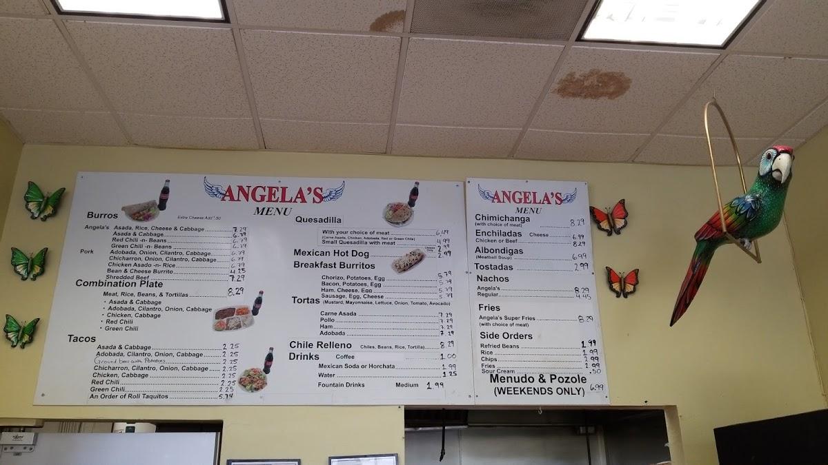 Menu at Angela's Mexican Food restaurant, Tucson, N Coachline Blvd
