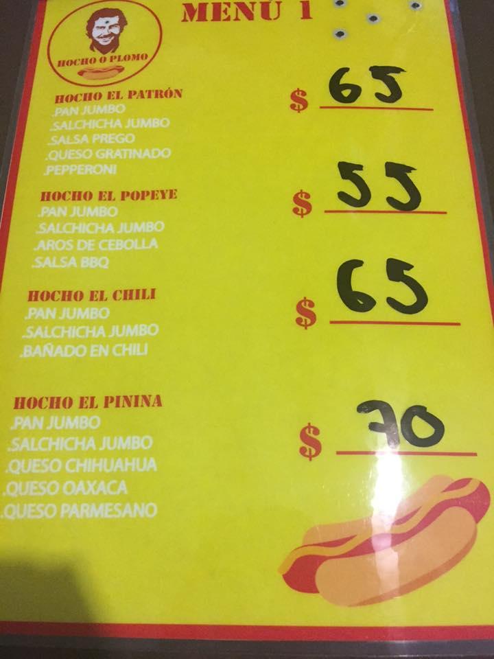 Carta del restaurante Hocho o Plomo (oficial), San Pedro Garza García