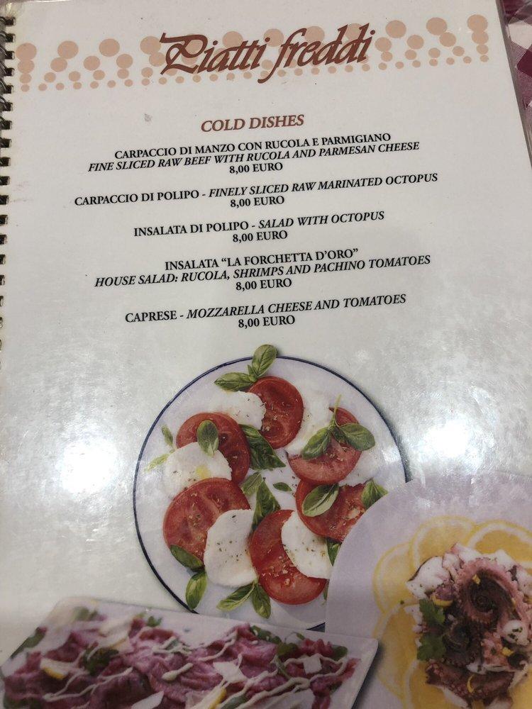 Menu at La Forchetta d´Oro pizzeria, Rome, Via di S. Martino Ai Monti