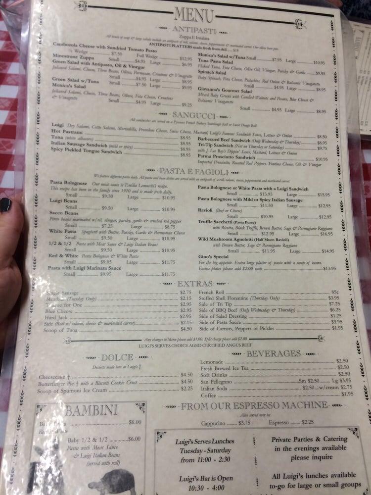 Menu at Luigi's Restaurant and Delicatessen, Bakersfield