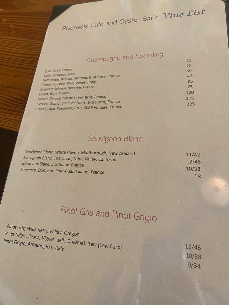 Menu at Riverwalk Cafe and Oyster Bar, Stuart